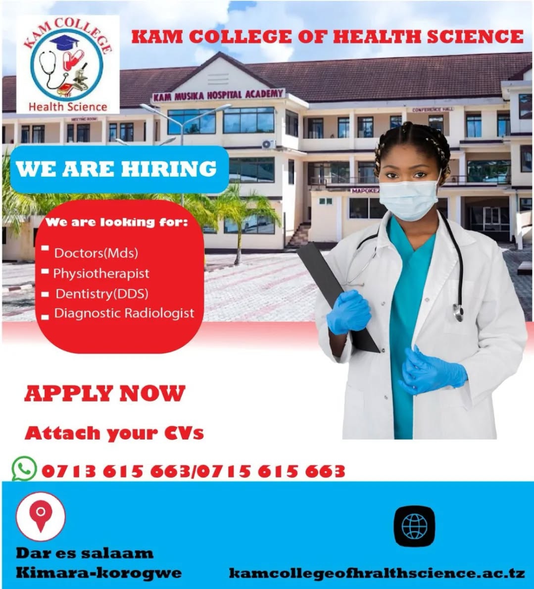 NEW VACANCIES AT KAM COLLEGE OF HEALTH SCIENCES